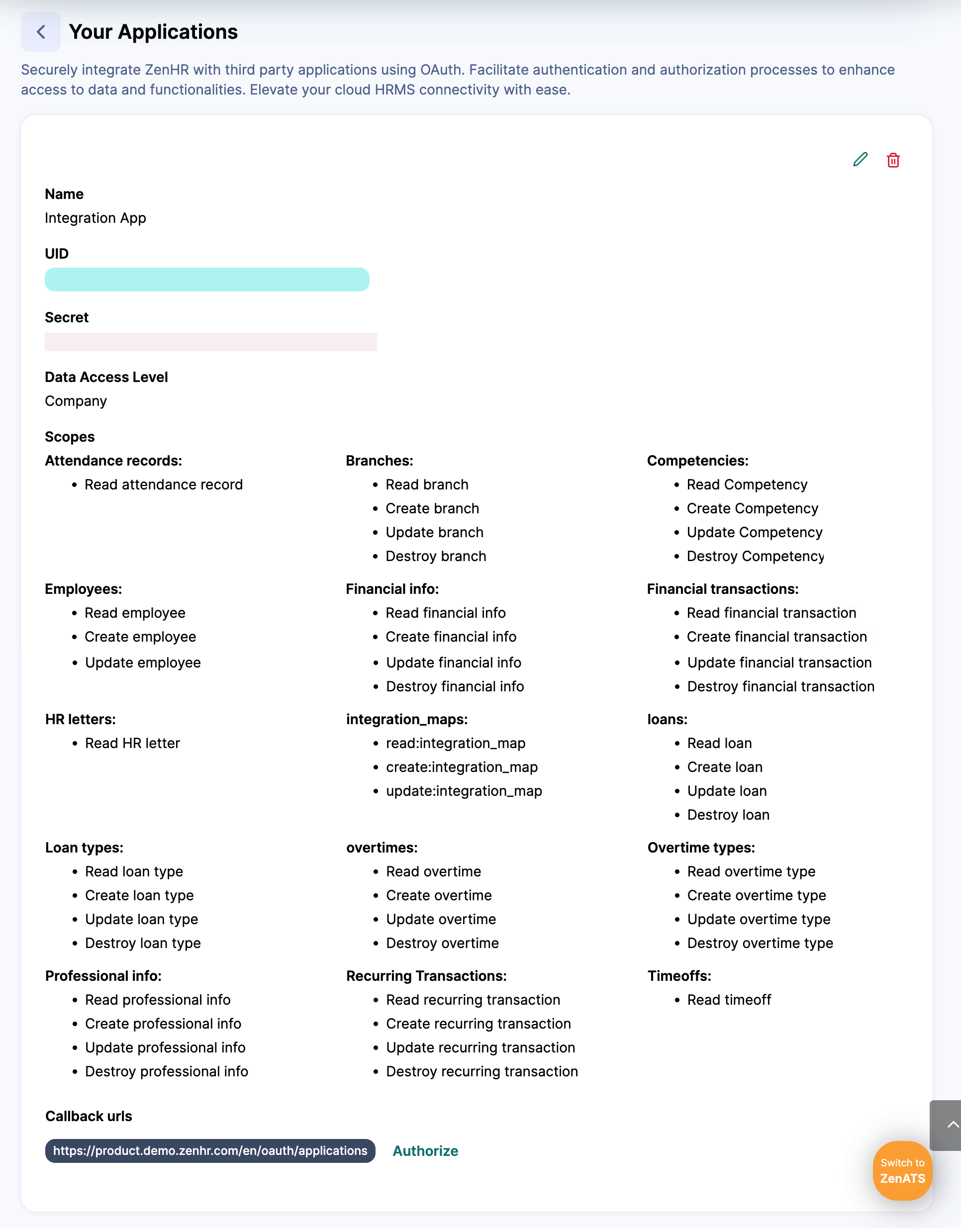 ZenHR APIs Documentation