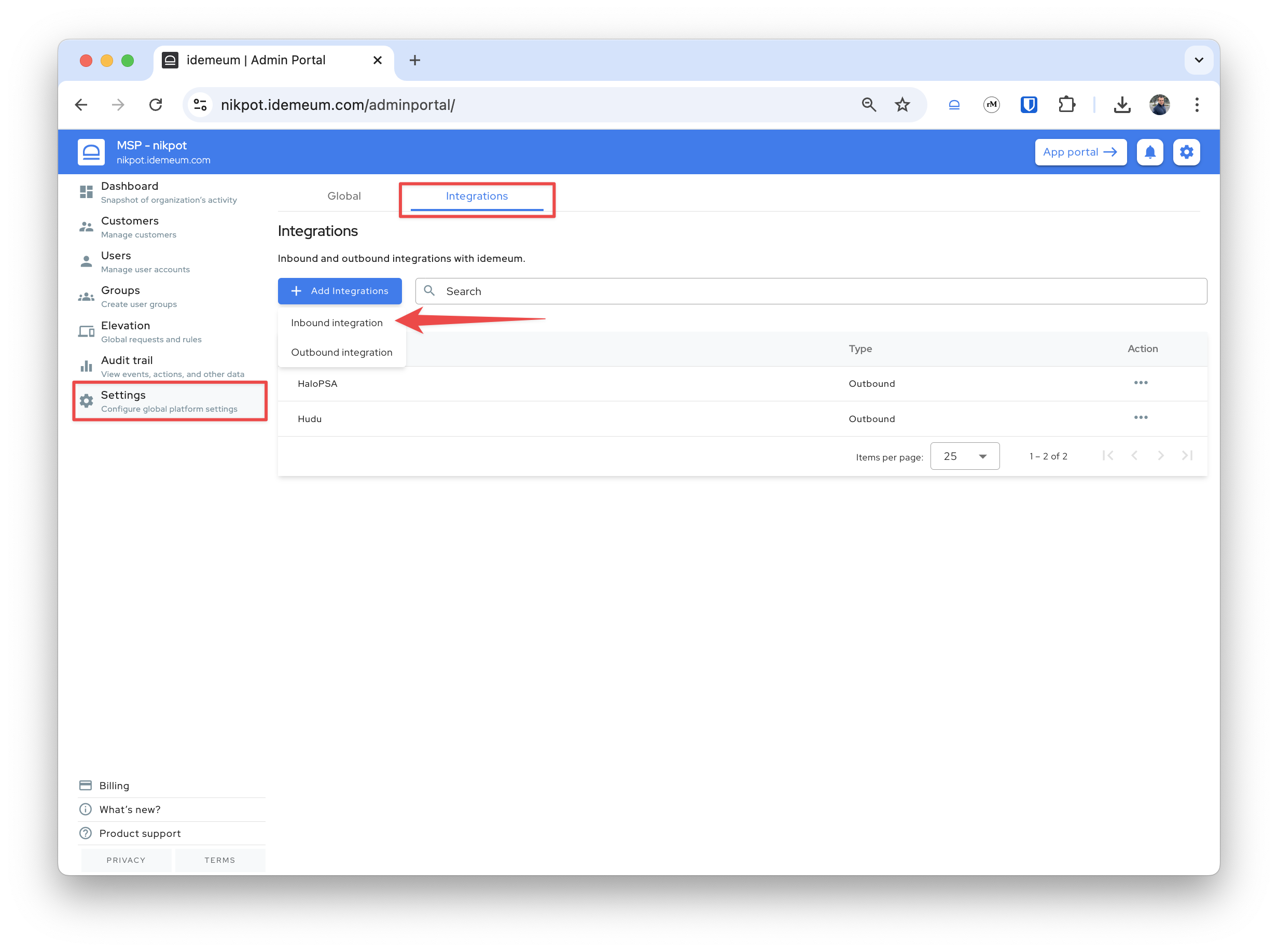 Idemeum public APIs documentation