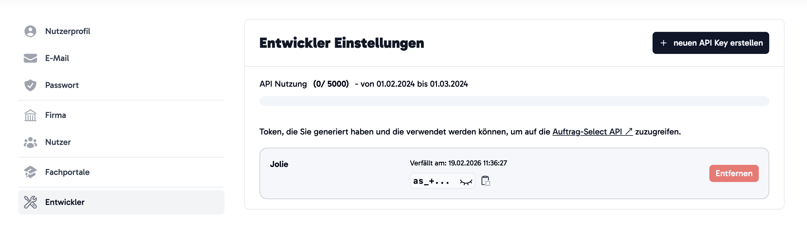 Auftrag Select | APIs