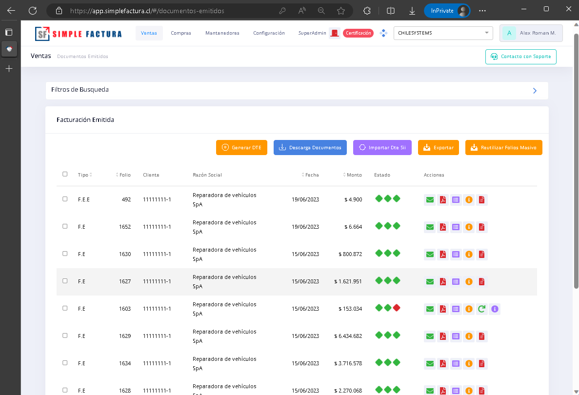 Documentación API SimpleFactura