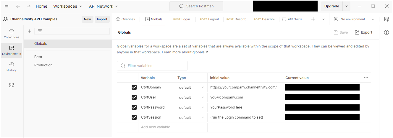 Channeltivity API Examples | Postman API Network