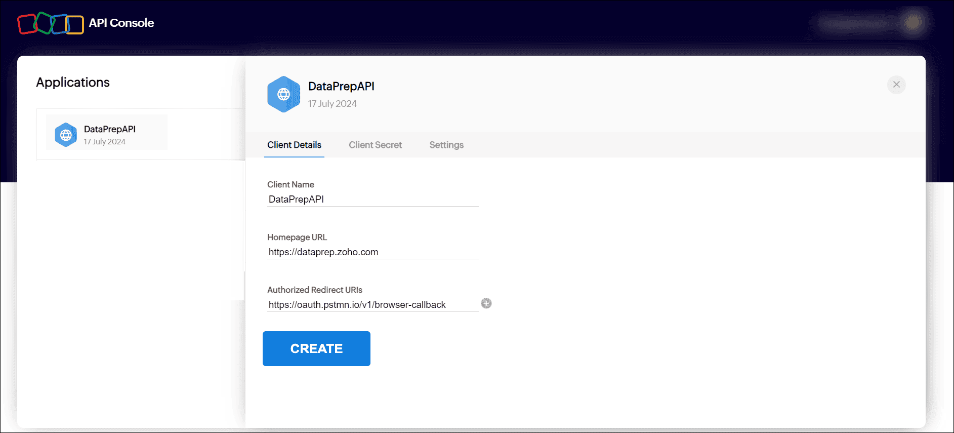 Zoho DataPrep Rest APIs